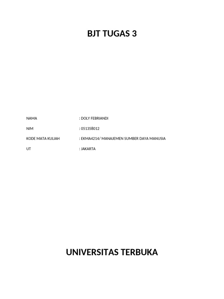 Bjt-Tugas 3-Ekma4214-Manajemen Sdm-Doly Febriandi | PDF