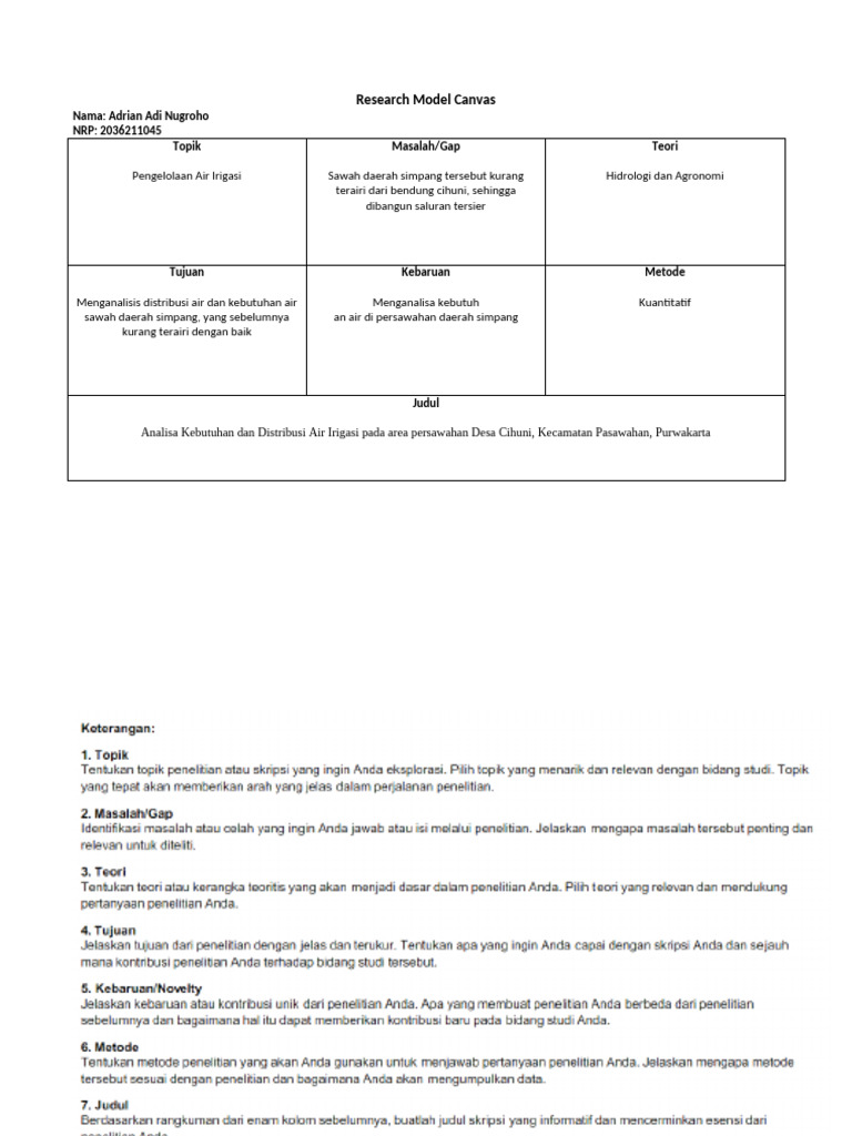 Research Model Canvas Skripsi | PDF