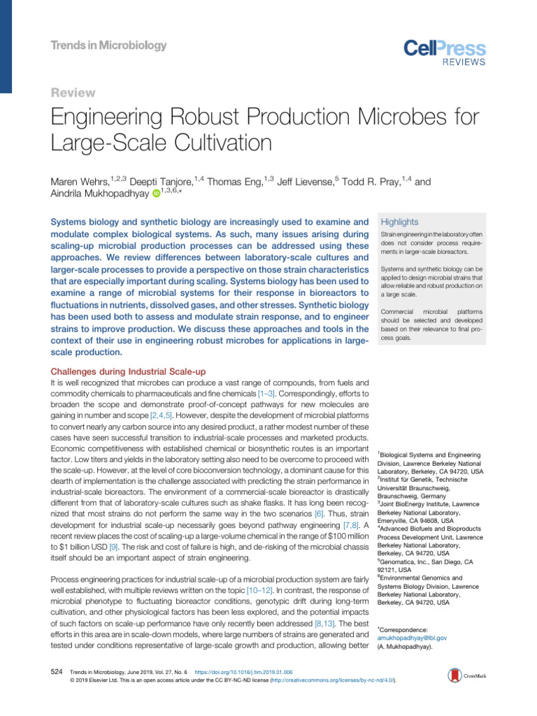 Engineering Robust Production Microbes For Large Scal - 2019 - Trends ...