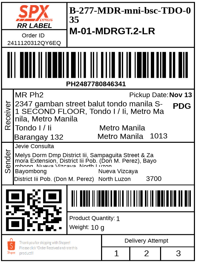 Shipping Label 2411120312qy6eq | PDF