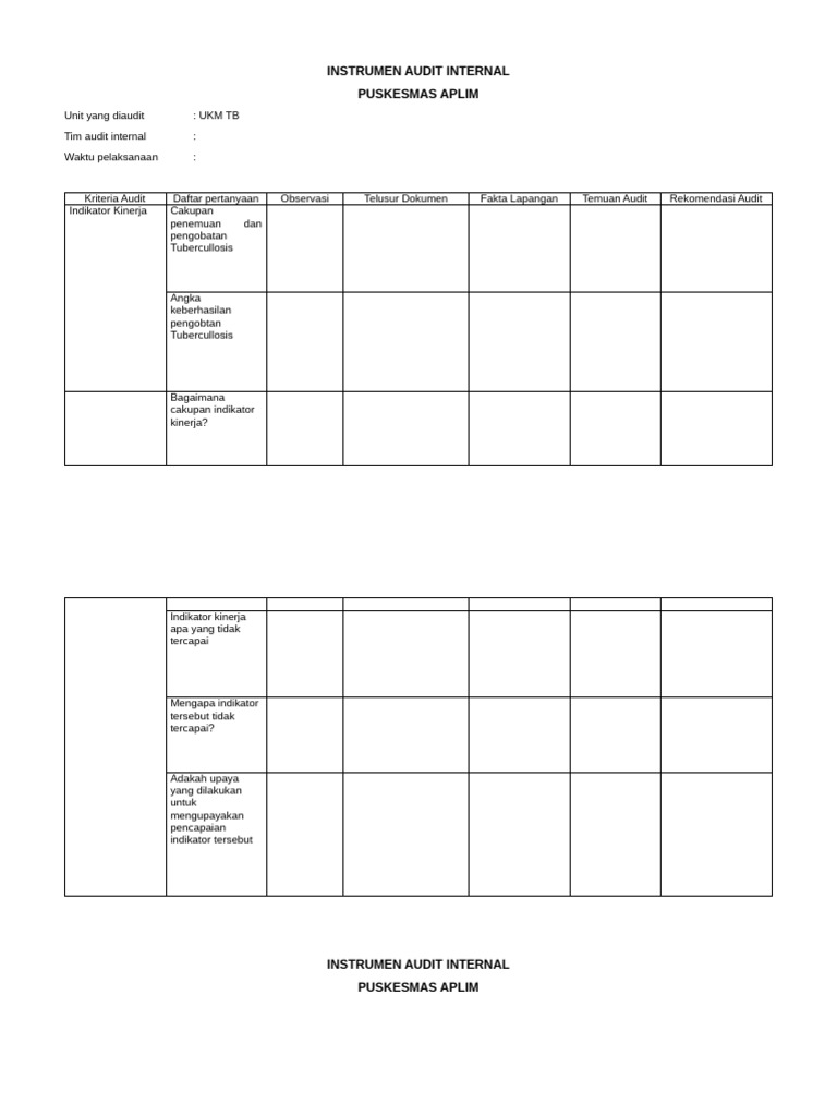Instrumen Audit Internal | PDF
