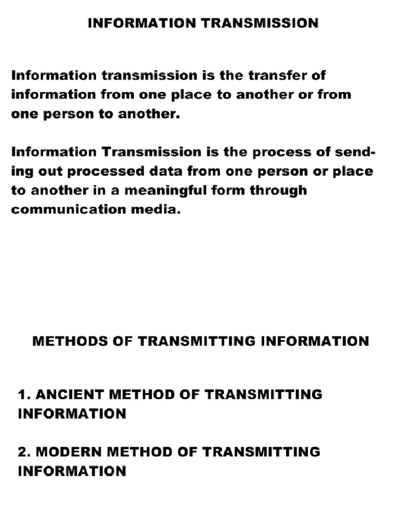 Information Transmission | PDF