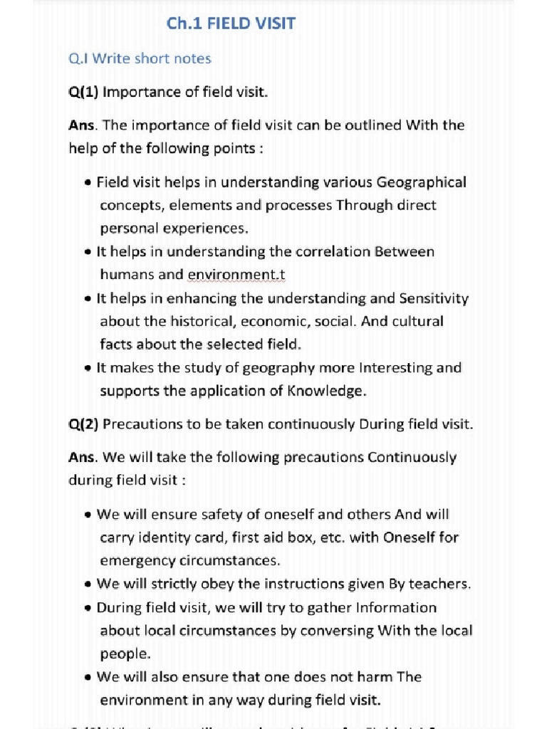 Ch1 Field Visit11 | PDF
