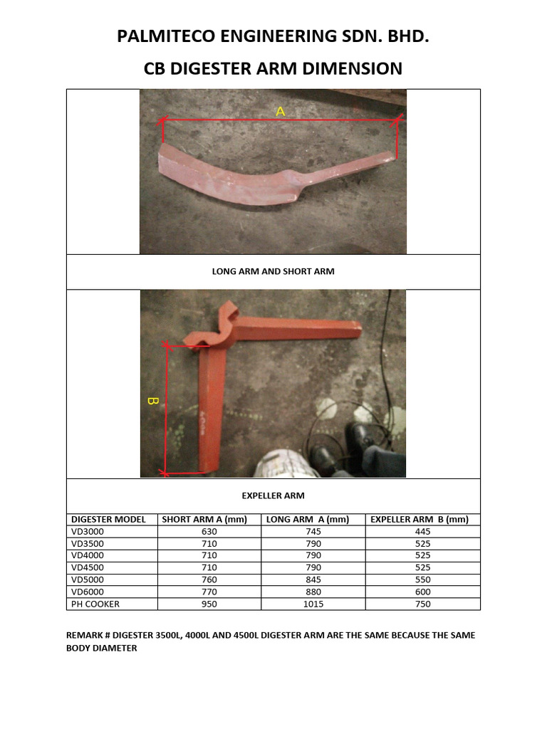 Digester Arm Dimensions Guide | PDF