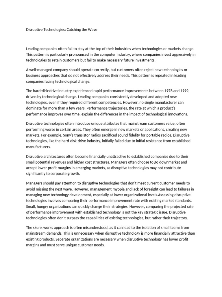 Understanding Disruptive Technologies | PDF | Disruptive Innovation ...