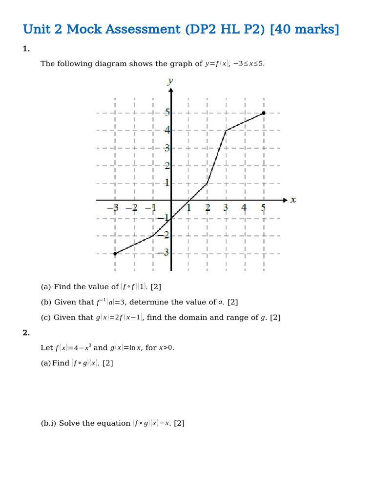 Unit 2 Mock Assessment (DP2 HL P2) | PDF | Function (Mathematics) | Mathematical Objects