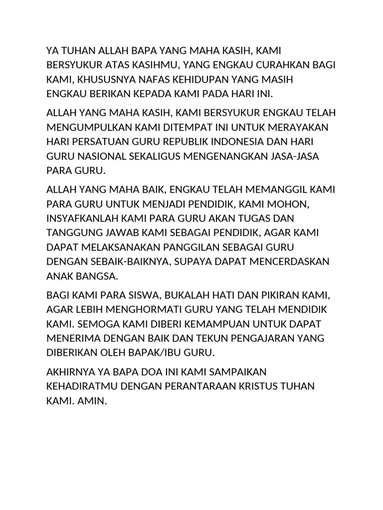 Doa Upacara Hari PGRI | PDF