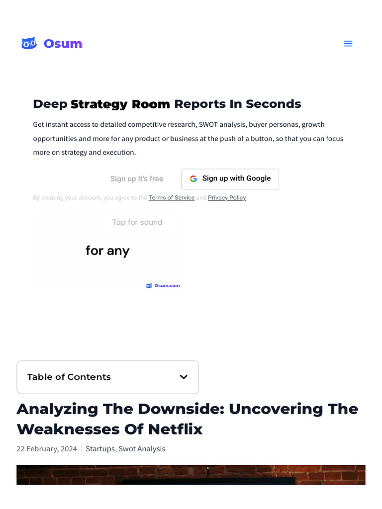 Netflix SWOT Analysis: Strengths & Weaknesses | PDF | Netflix ...