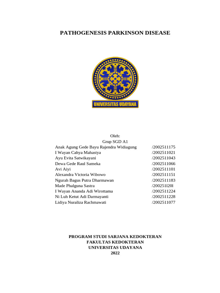 Student Project SGD A1 - Pathogenesis Parkinson Disease | PDF