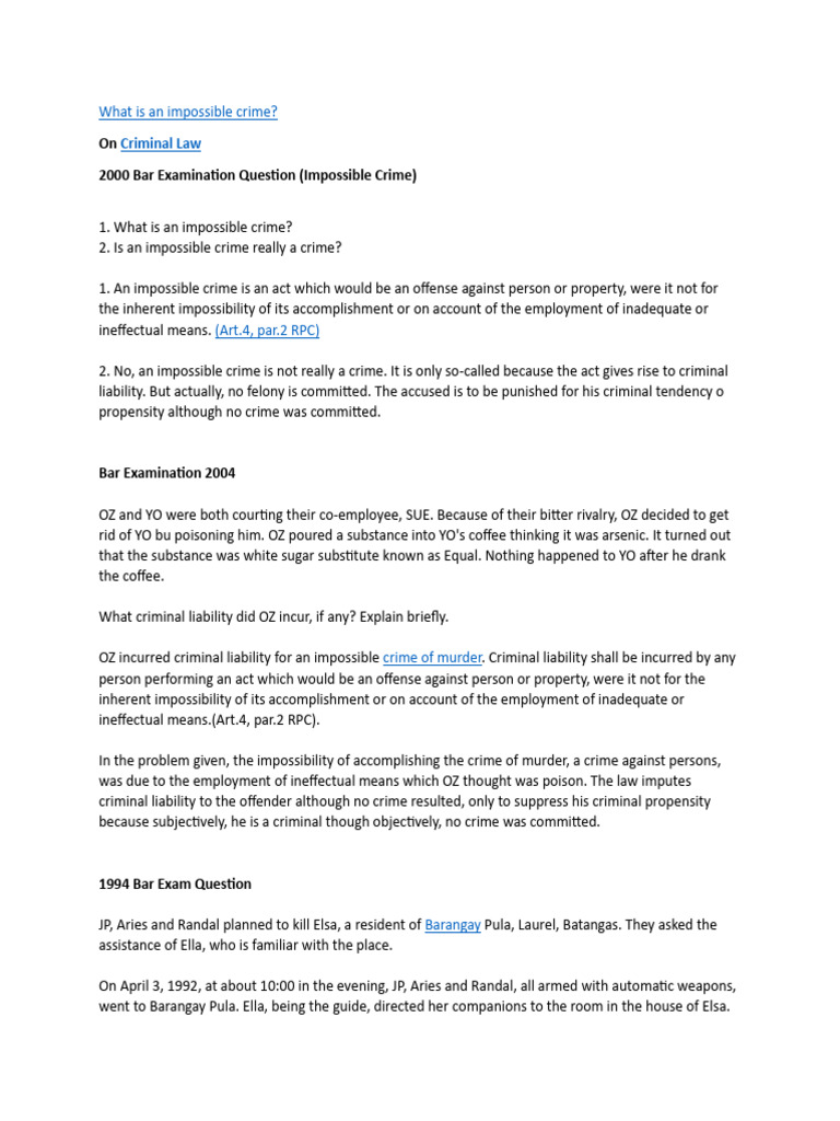 What Is An Impossible Crime | PDF | Murder | Crimes