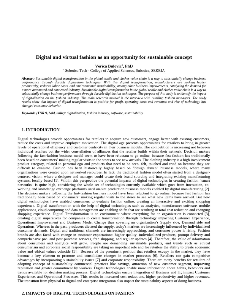Sustainable Digital Fashion Transformation | PDF | Retail | Augmented ...