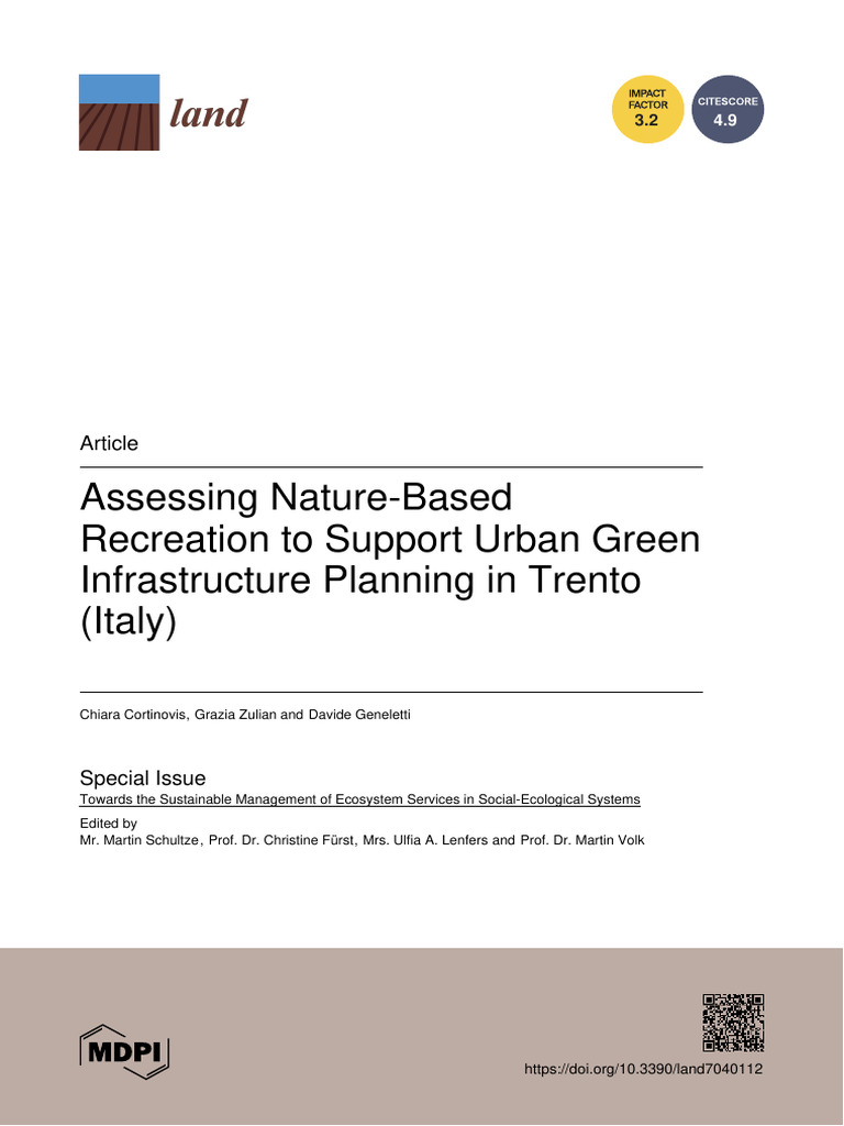 Land 07 00112 With Cover | PDF | Green Infrastructure | Infrastructure