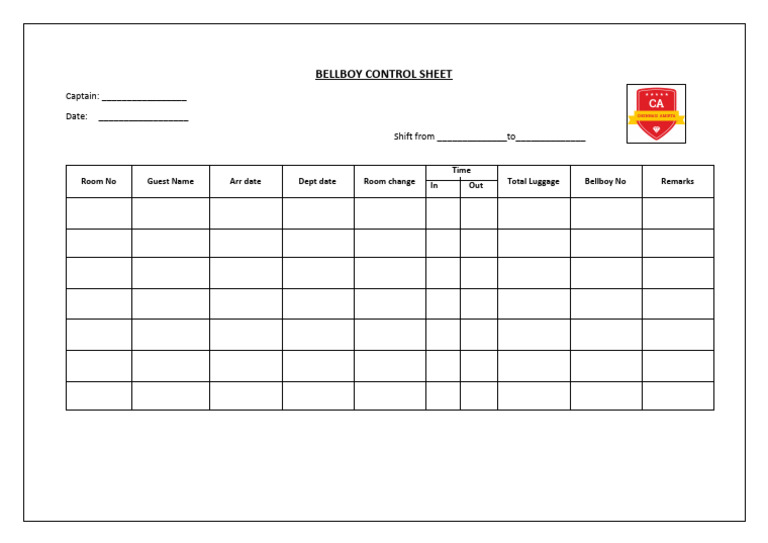 Bell Boy Control Sheet | PDF