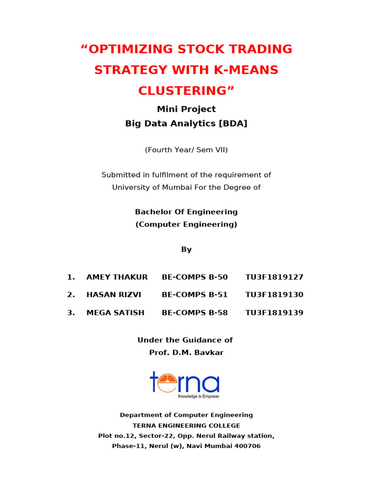 Bda Mini-Project Report Be-Comps B-50,51,58 | PDF | Cluster Analysis ...