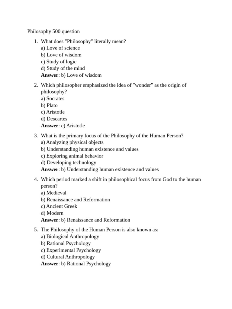 Key Concepts in Philosophy of Human Person | PDF | Reason | Metaphysics