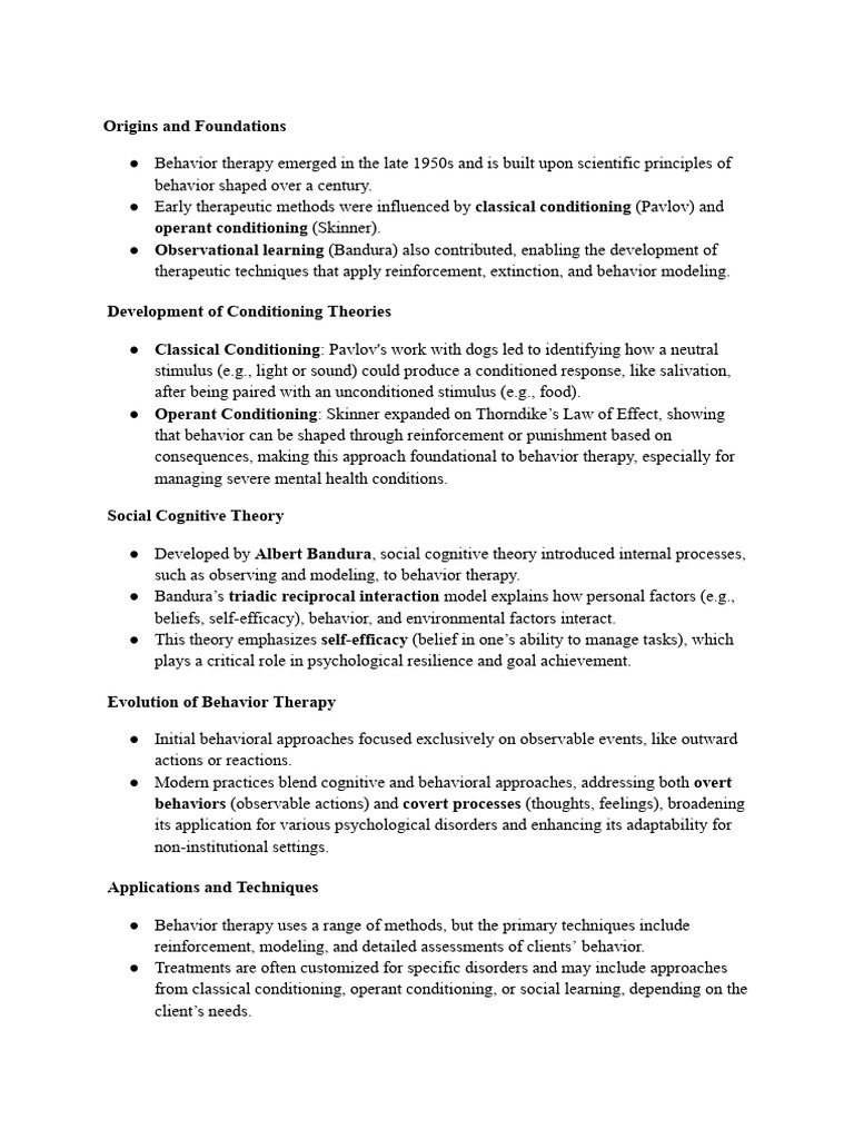 Behaviour Therapy Sharf Concise Notes | PDF | Dialectical Behavior ...