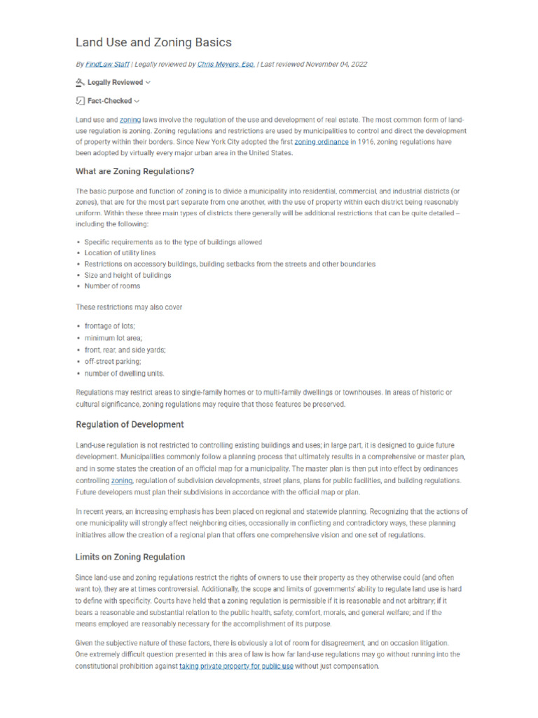 Land Use and Zoning Basics | PDF