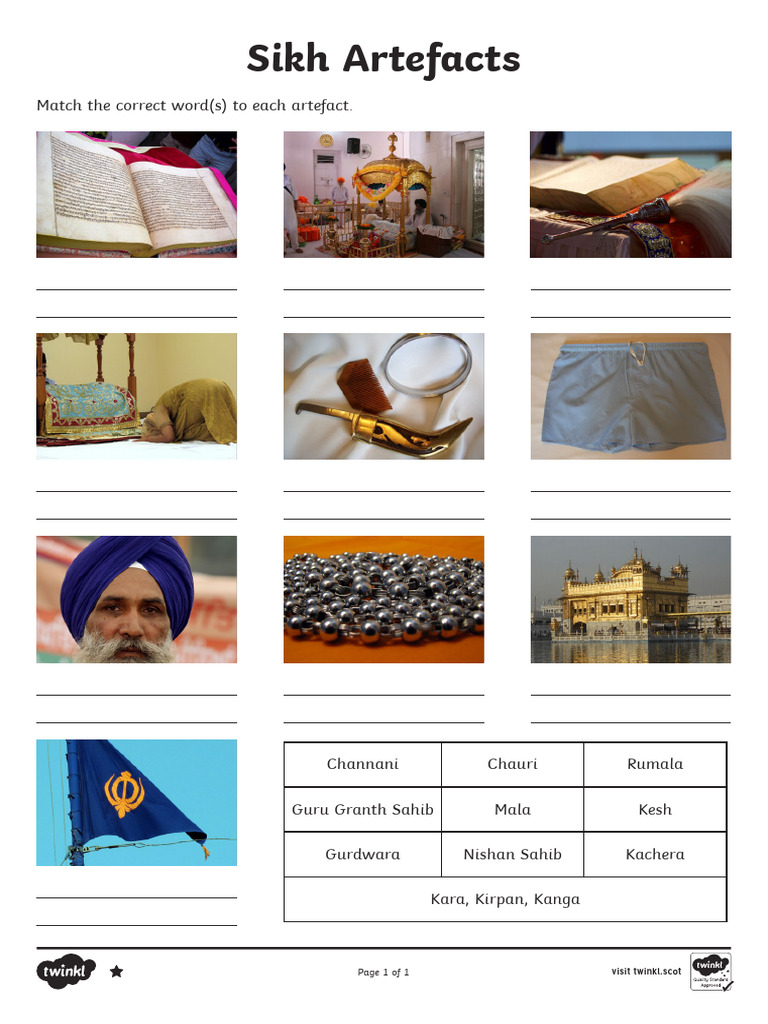 Cfe2 Re 140 Sikh Artefacts Differentiated Activity Sheets - Ver - 1 ...