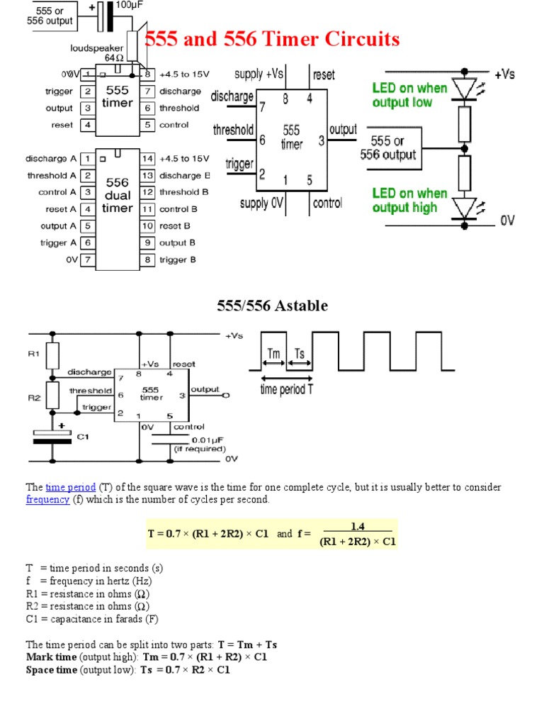 555 and 556 Timer Circuits | PDF