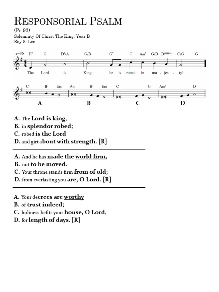 11-24-24 34nd SUNDAY in Solemnity of Christ The King Yr B Psalm 93 The ...