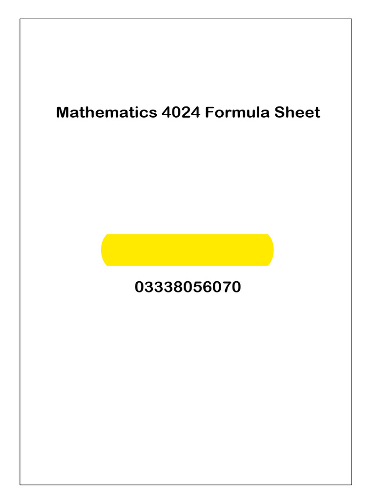 Math 4024 Formula Sheet Qamar | PDF | Area | Numbers