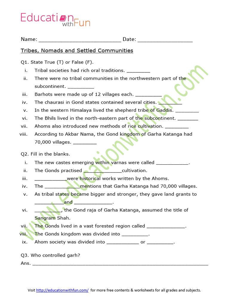 Tribes and Settled Communities Quiz | PDF | South Asia