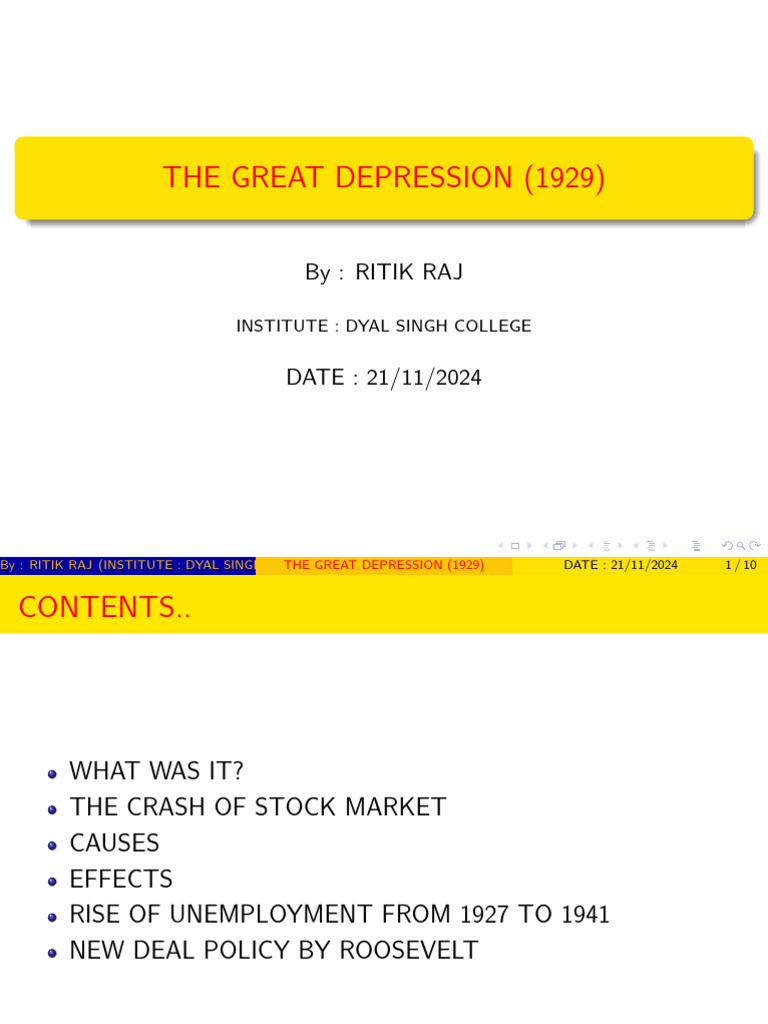 The Great Depression | PDF | Great Depression | New Deal