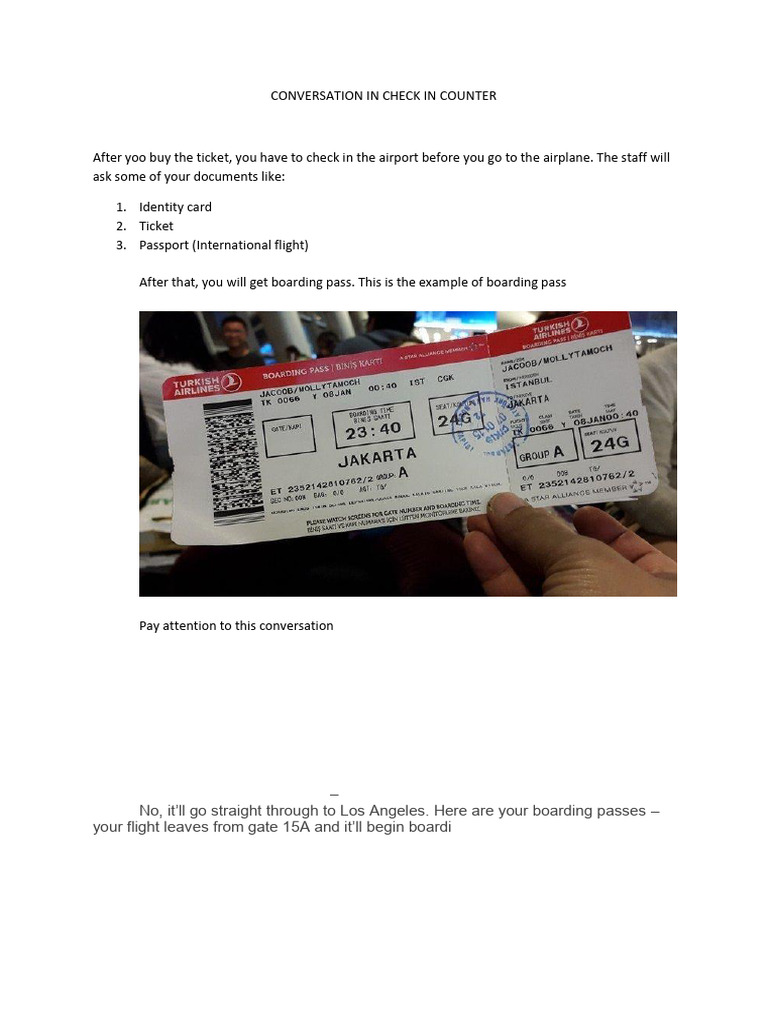 Conversation in Check in Counter | PDF