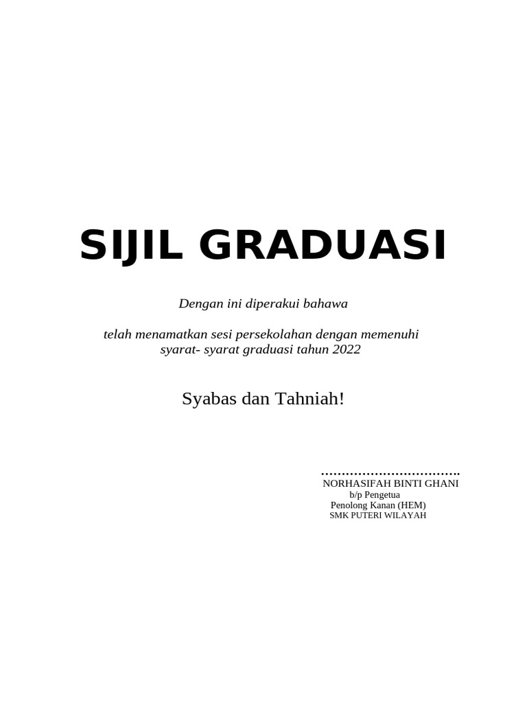 Sijil Graduasi | PDF