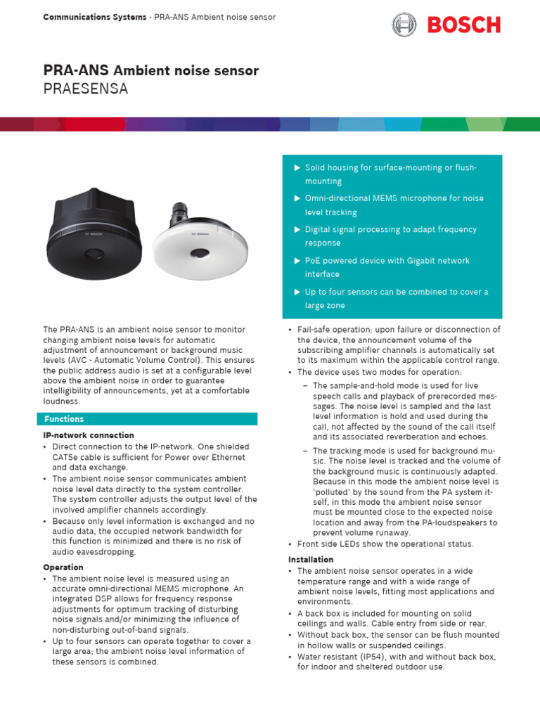 PRA-ANS Ambient Noise Sensor Guide | PDF | Microphone | Noise