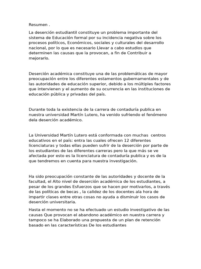 Resum y Intro | PDF | Educación más alta | Deserción