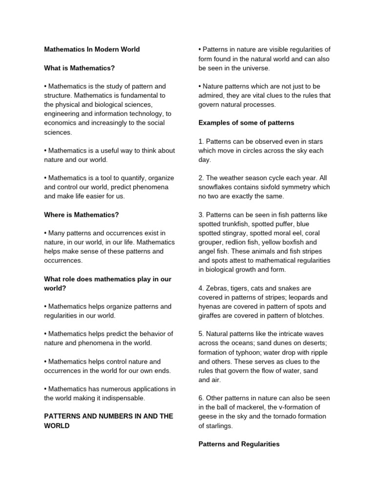 Mathematics Patterns in Nature | PDF | Pattern | Symmetry