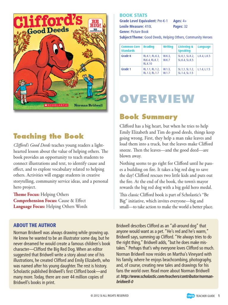 Clifford Good Deeds Teacher Book | PDF | Reading Comprehension