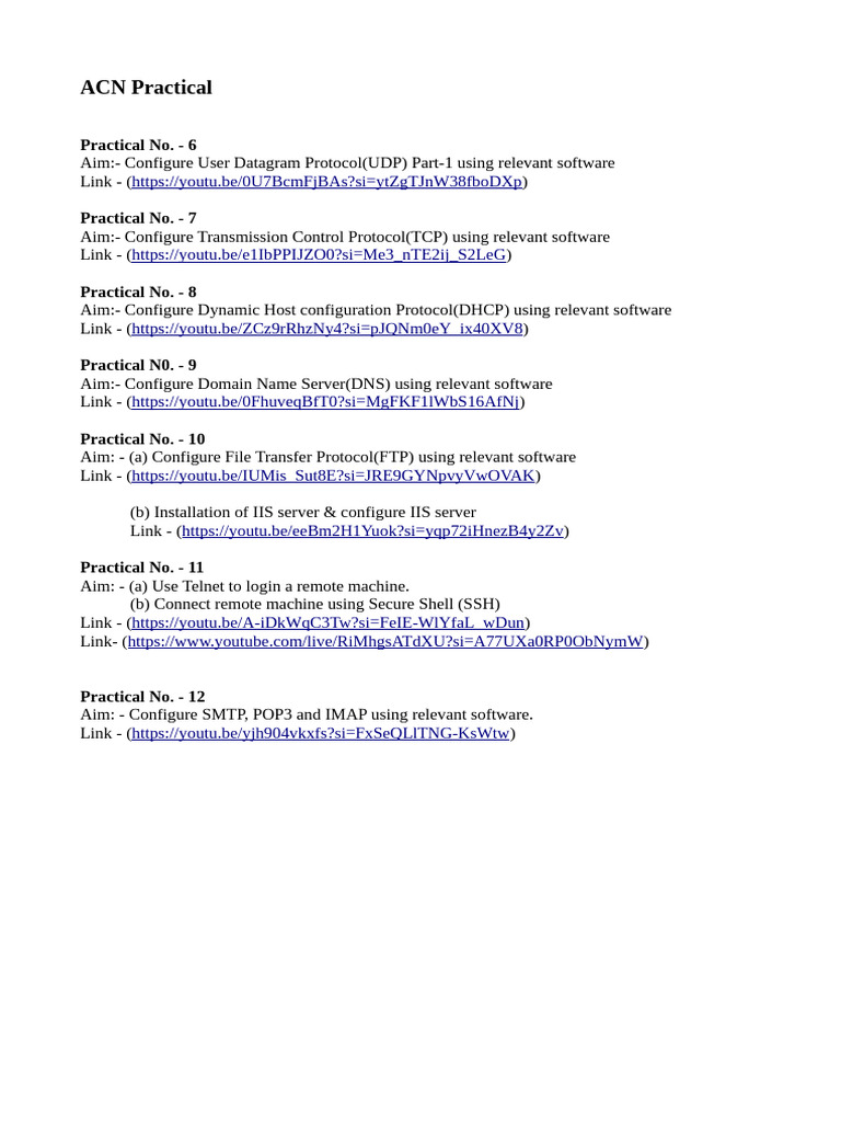 ACN Practical | PDF