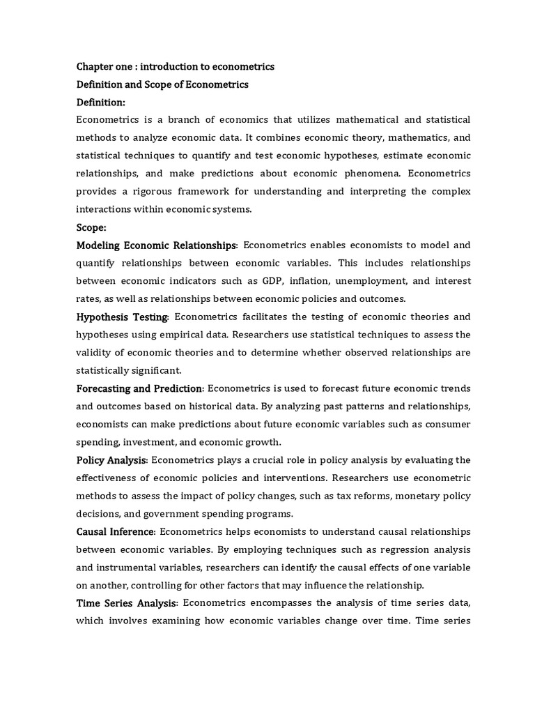 Handout For Econometrics | PDF | Econometrics | Statistics