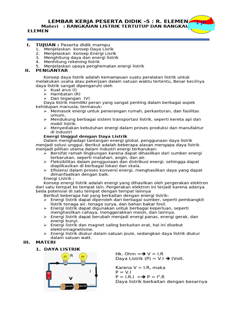 LKPD 6 Daya, Energi Dan Rekening Listrik | PDF