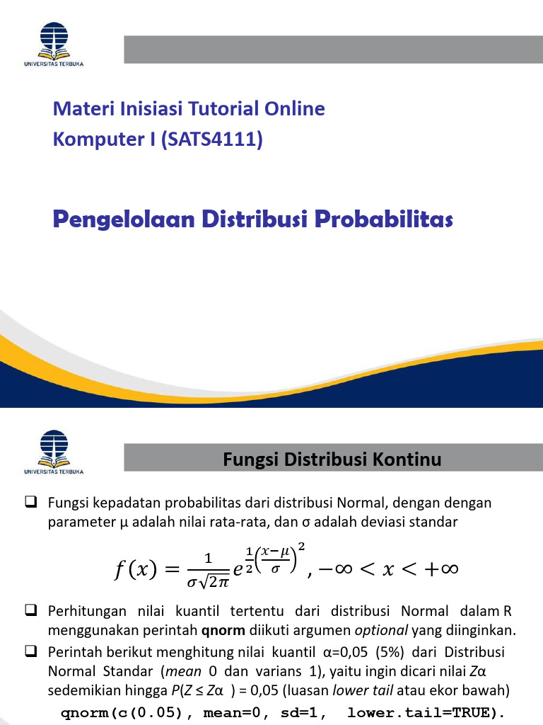 Materi 7 - Pengelolaan Distribusi Probabilitas | PDF