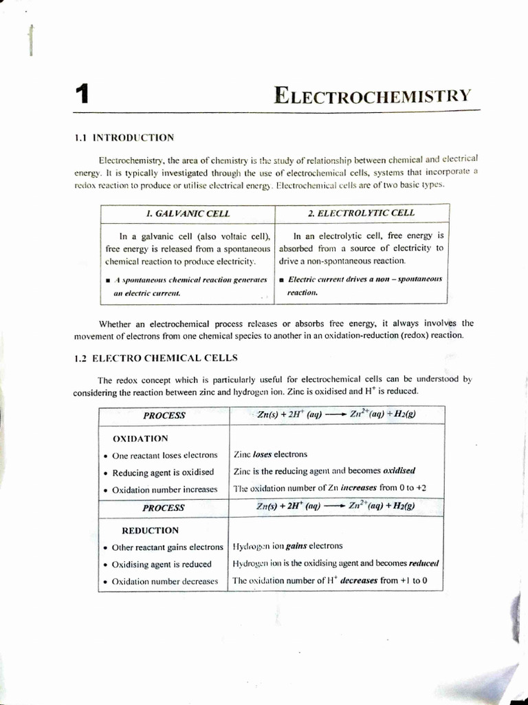 Electrochemistry Notes | PDF