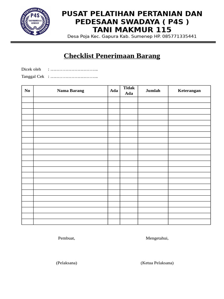 Ceklist Barang | PDF