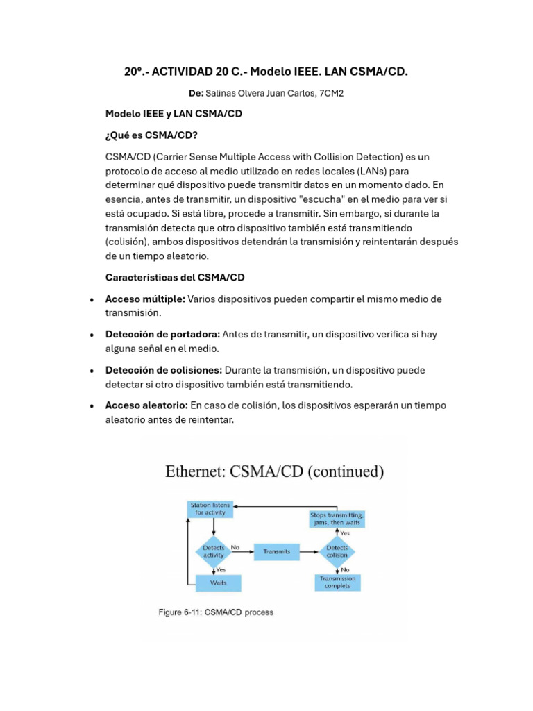 Protocolo CSMA/CD en Redes LAN | PDF | Ethernet | Protocolos de red