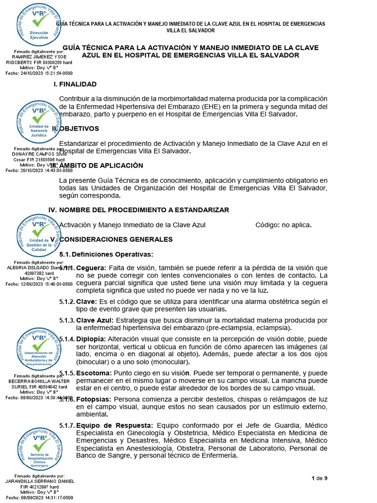 Guía Técnica para La Activación y Manejo Inmediato de La Clave Azul ...