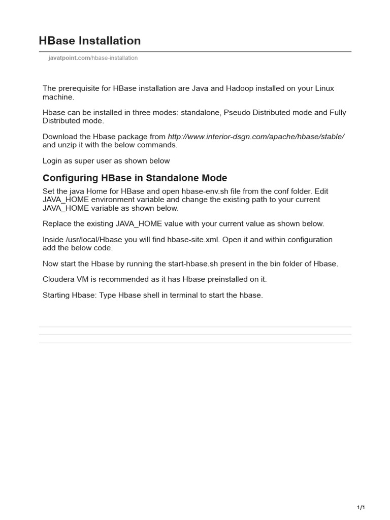 HBase Installation Guide Linux | PDF