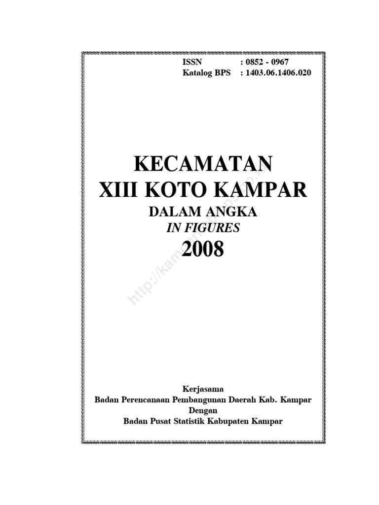 Kecamatan Xiii Koto Kampar Dalam Angka 2008 | PDF