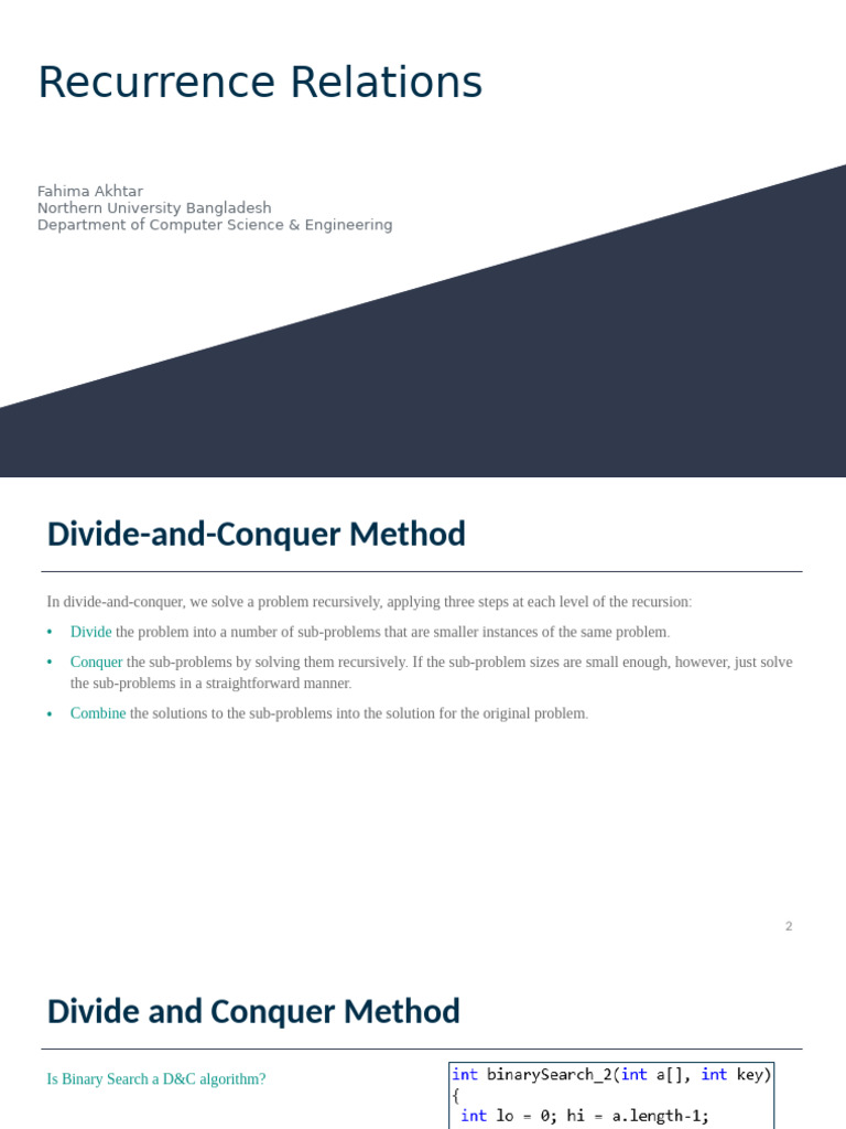 (Lec 2.1) CSE 2263 - Divide and Conquer | PDF