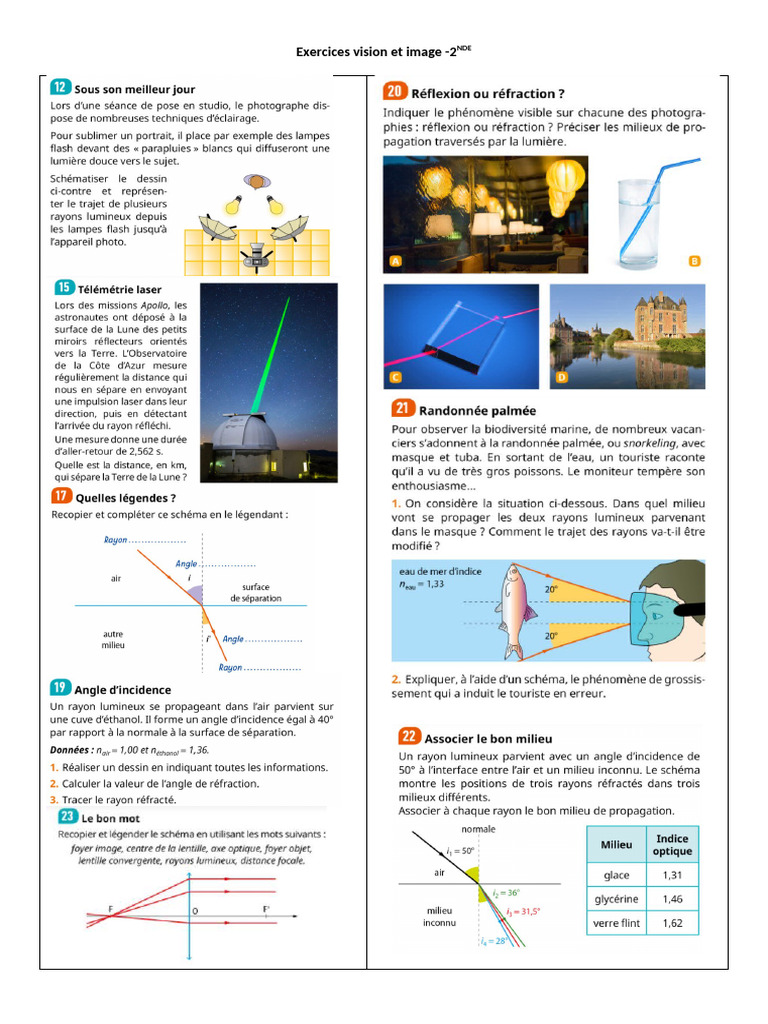 Exercices Vision Et Image 2 | PDF
