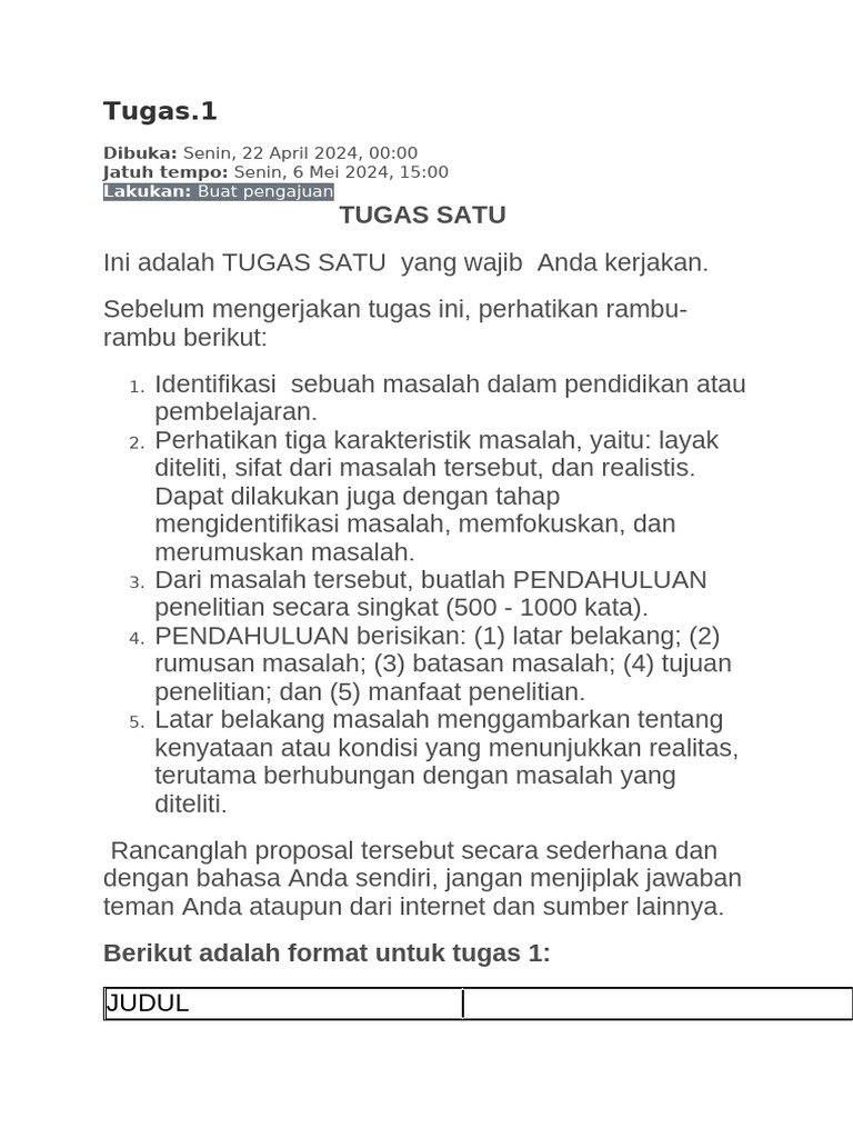 Soal Tugas 1 Metopen | PDF