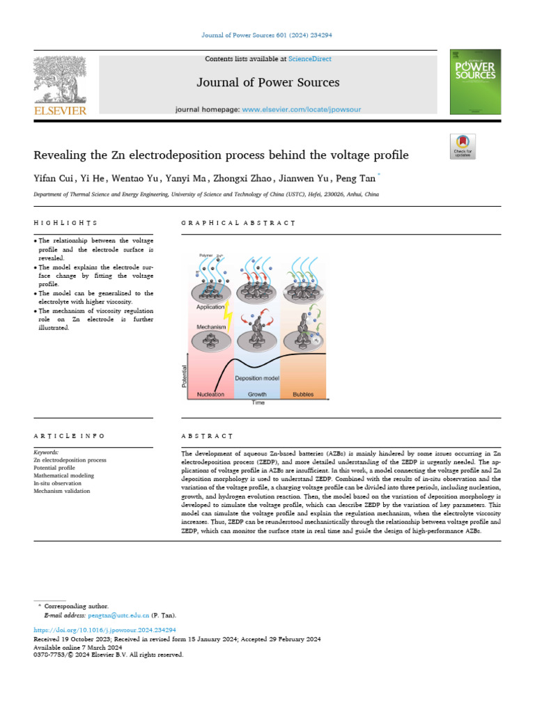 Revealing The ZN Electrodeposition Process Behind TH - 2024 - Journal of Power S | PDF ...