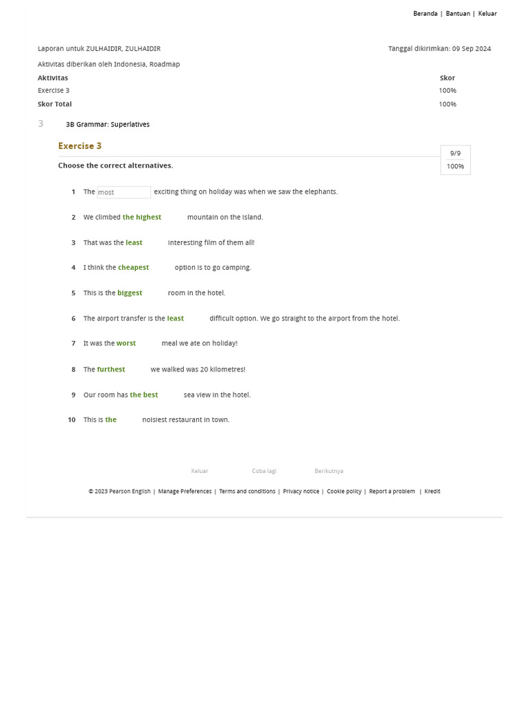 Exercise 3 - Mode - Laporan - Unit 3 - 3B Grammar - Superlatives - 210 - A2P - WIB ...