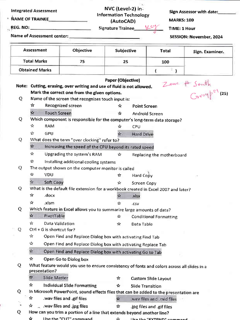 Auto Cad Answare Key | PDF