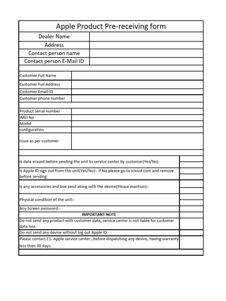 Apple Product Dispatch Format | PDF